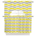 Abstract Waves Swag Curtains Valance and Tier Set, Yellow Grey Water ...