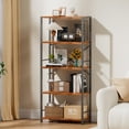 6-Tier Rustic Brown Industrial Bookshelf Metal And Wood Standing ...