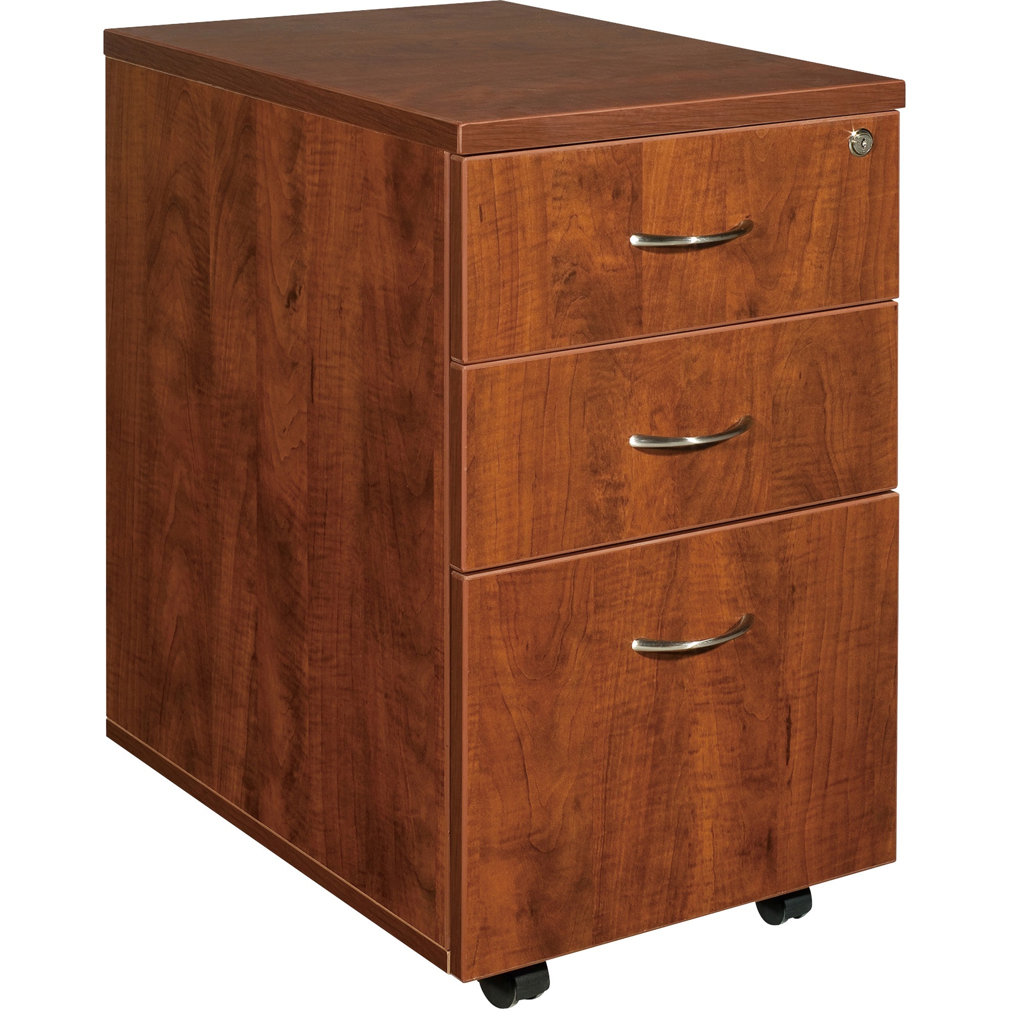 3 Drawers Vertical Wood Composite Lockable Filing Cabinet Cherry 