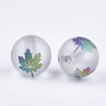 Autumn Theme Electroplate Transparent Glass Beads Frosted Round with ...