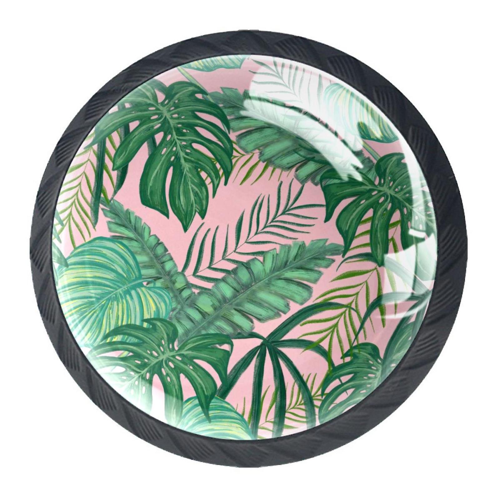 4 Pcs Tropical Green Leaves Knobs for Kitchen Cabinet Cupboard Dresser ...