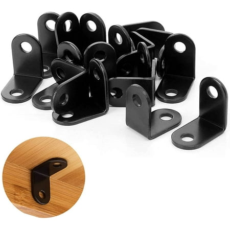 Set of 20 Small Fixing Brackets Black, 25x25 mm Metal Bracket for ...