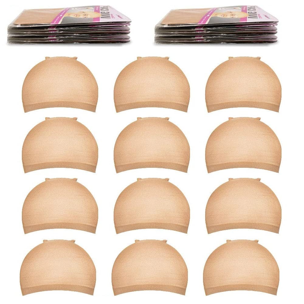 12 Pack Brown Stockings Wig Cap, Fixed Wig Nylon Stockings Wig Cap ...
