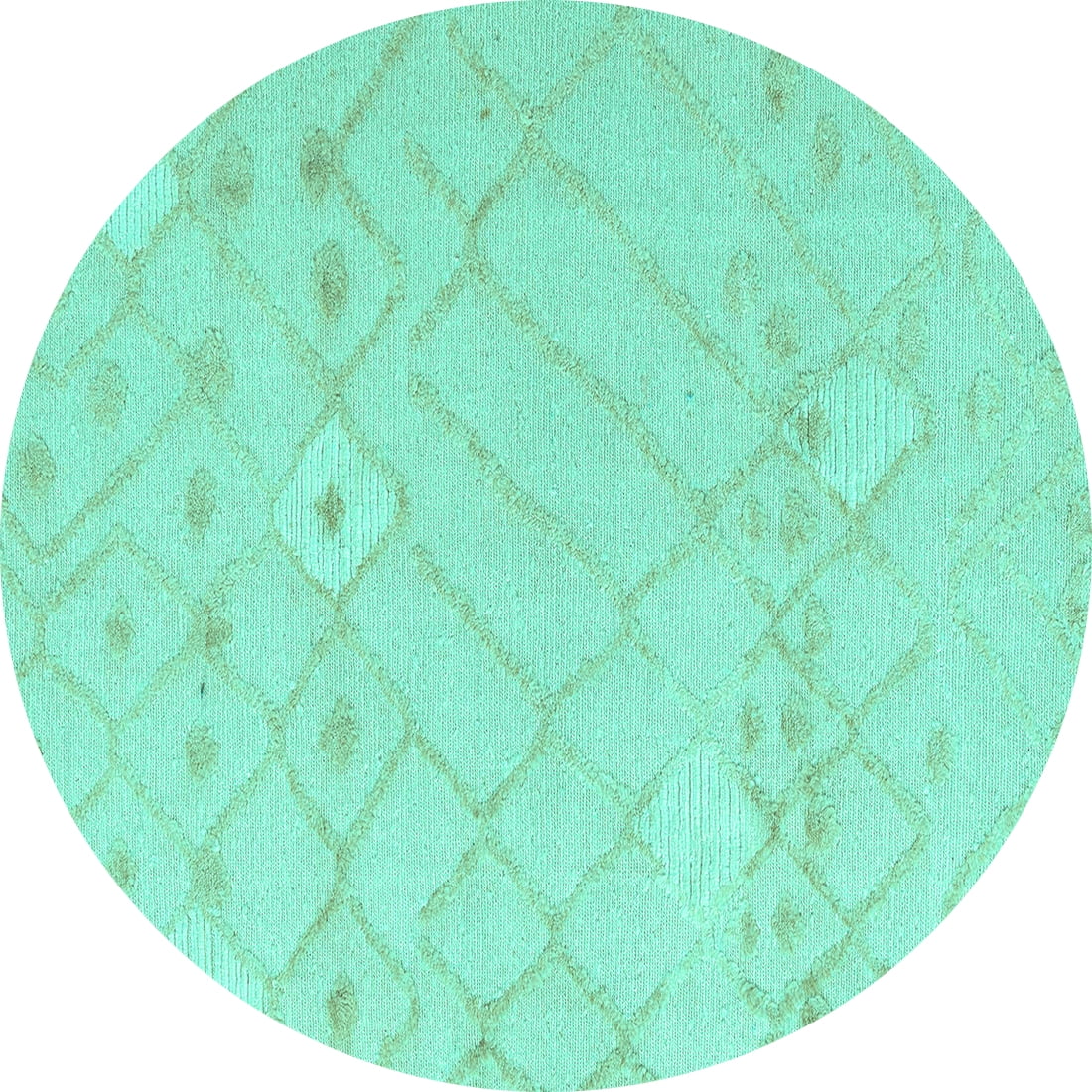 Ahgly Company Machine Washable Indoor Round Solid Turquoise Blue Modern ...