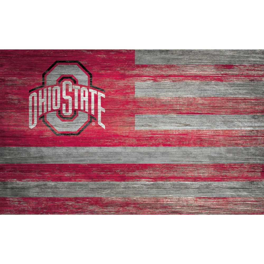 Ohio State Buckeyes 11'' x 19'' Distressed Flag Sign - Walmart.com ...