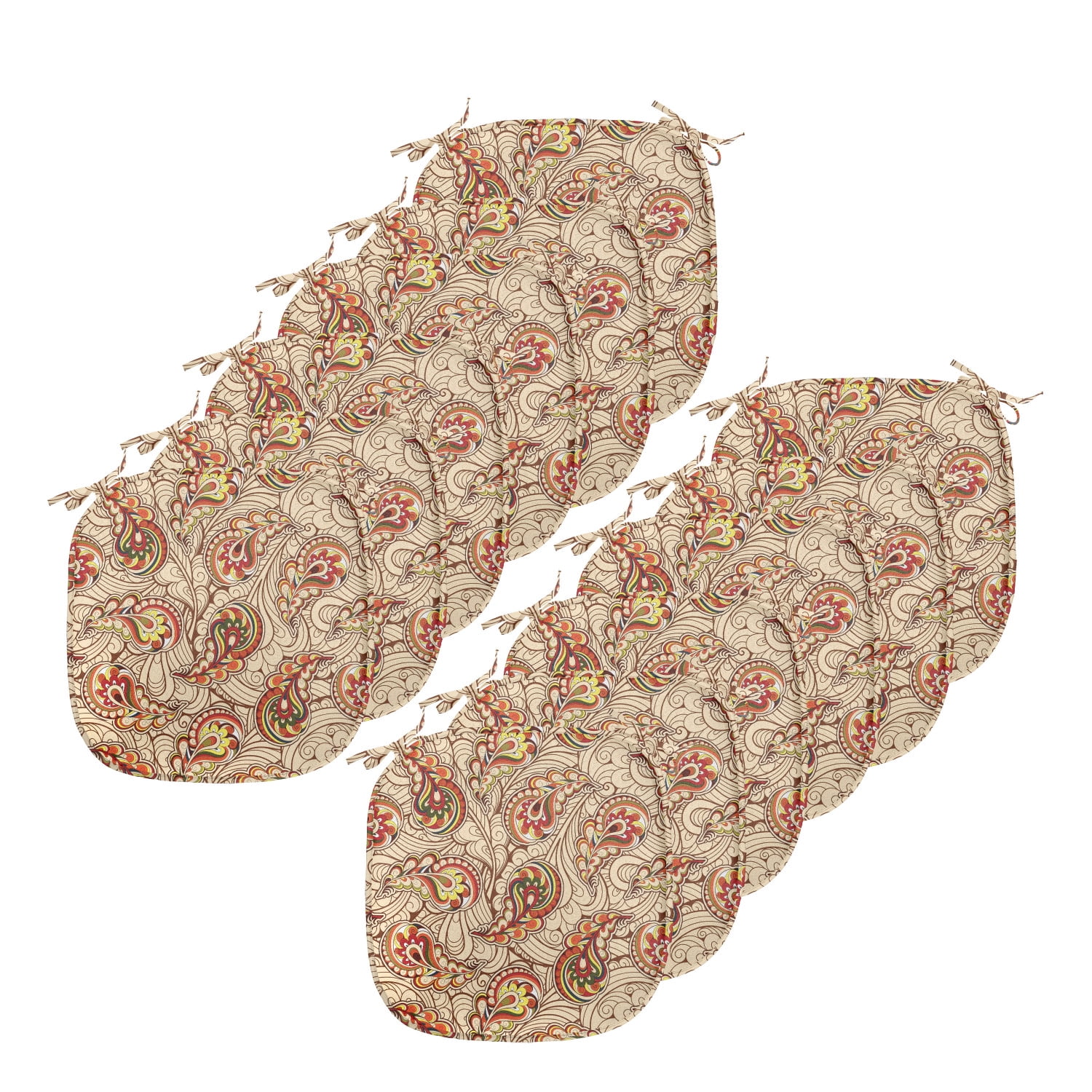 Fall Chair Seating Cushion Set of 12, Leaves in Paisley Design ...