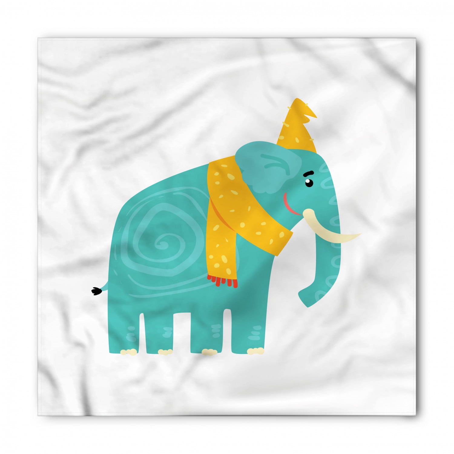 Elephant Bandana, Animal with Hat and Scarf, Unisex Head and Neck Tie ...