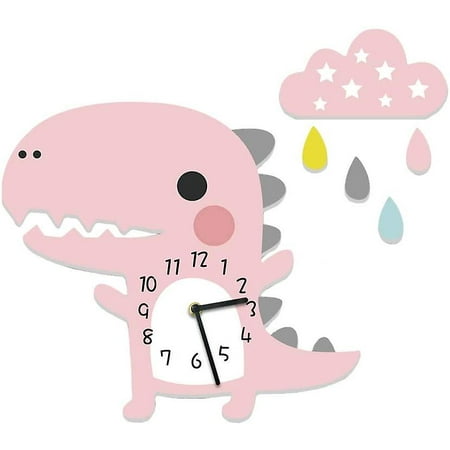 Kids Wall Clock Dinosaur with Cloud Clock No Tick Noise Silent Clock ...