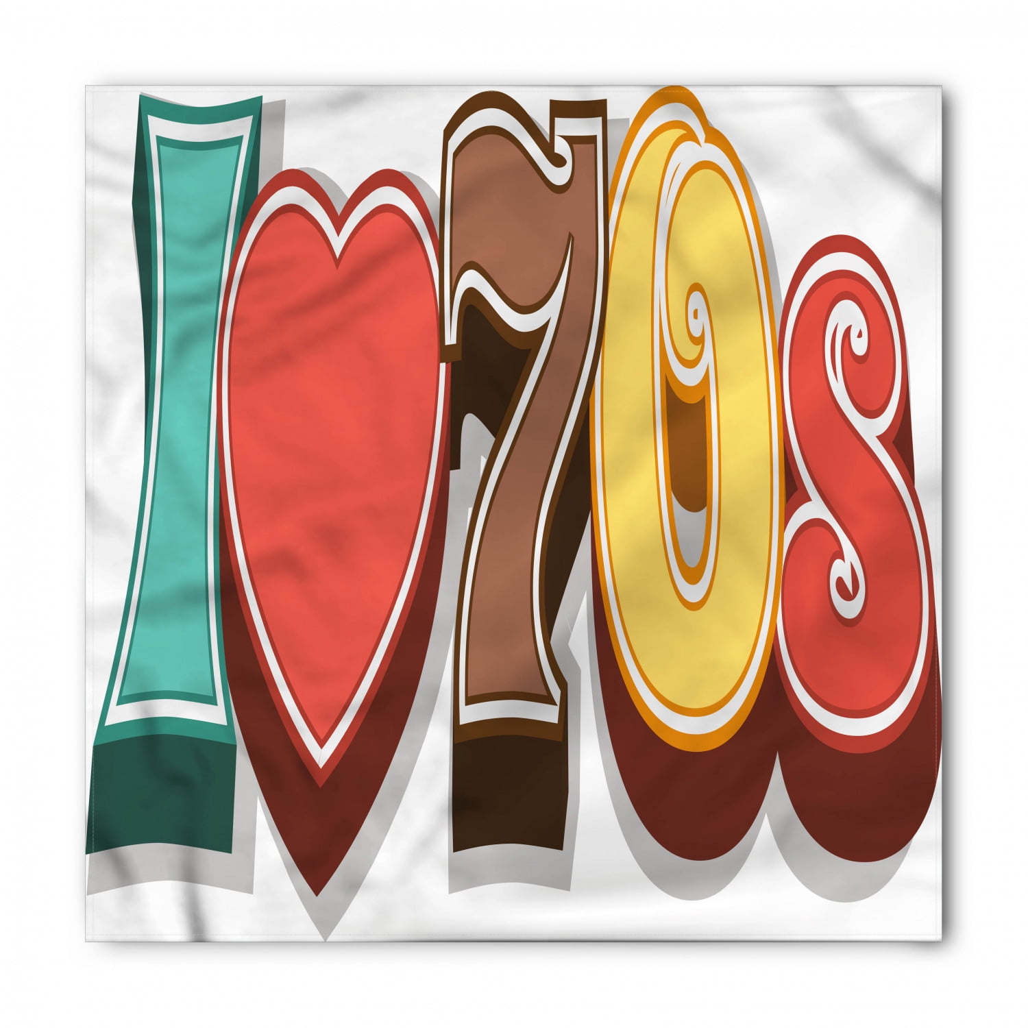 70s Party Bandana, I Love Seventies Pastel, Unisex Head and Neck Tie ...