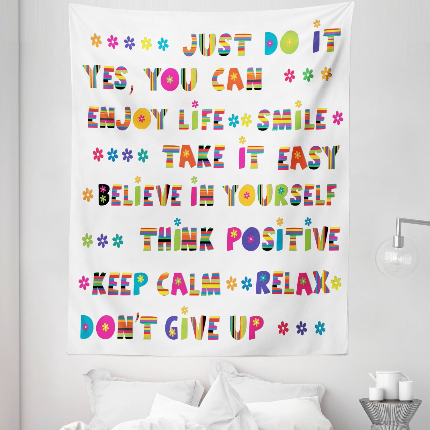 Colorful Tapestry, Slogans with Cheerful Funny Typography Design with ...