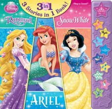 Disney Princess 3 in 1 Play a Sound Story Book Rapunzel Ariel Snow ...