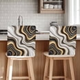 Black Golden Marble Chair Back Covers, Gray White Ombre Abstract ...