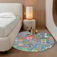 Abstract Colorful Floral Round Living Room Rugs 8 ft, Ethnic ...
