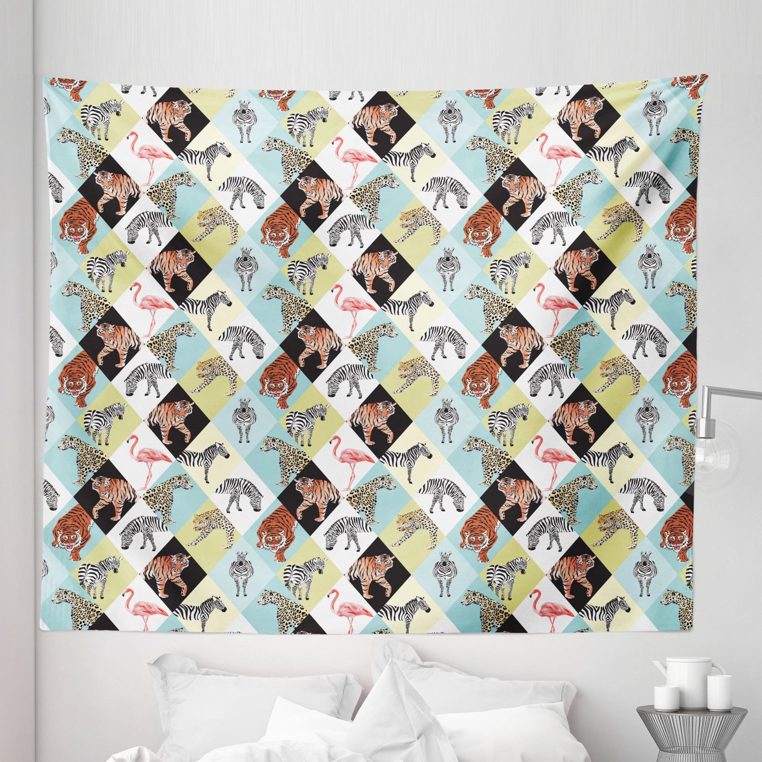 Animals Tapestry, Zebra and Leopard Giraffe Skin Patterns Nature's Boon ...