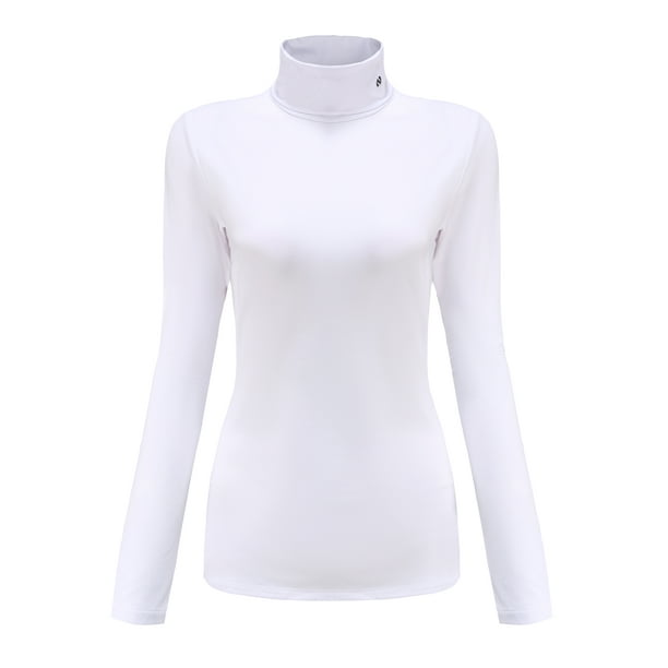 SSLR Turtleneck Thermal Shirts for Women Long Sleeve Tops Fleece Lined ...