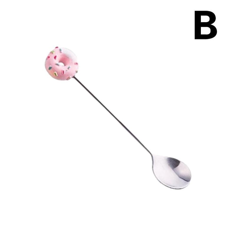Doughnut Spoon Steel Fork Cute Cartoon Teaspoon Cake Dessert - Walmart.com
