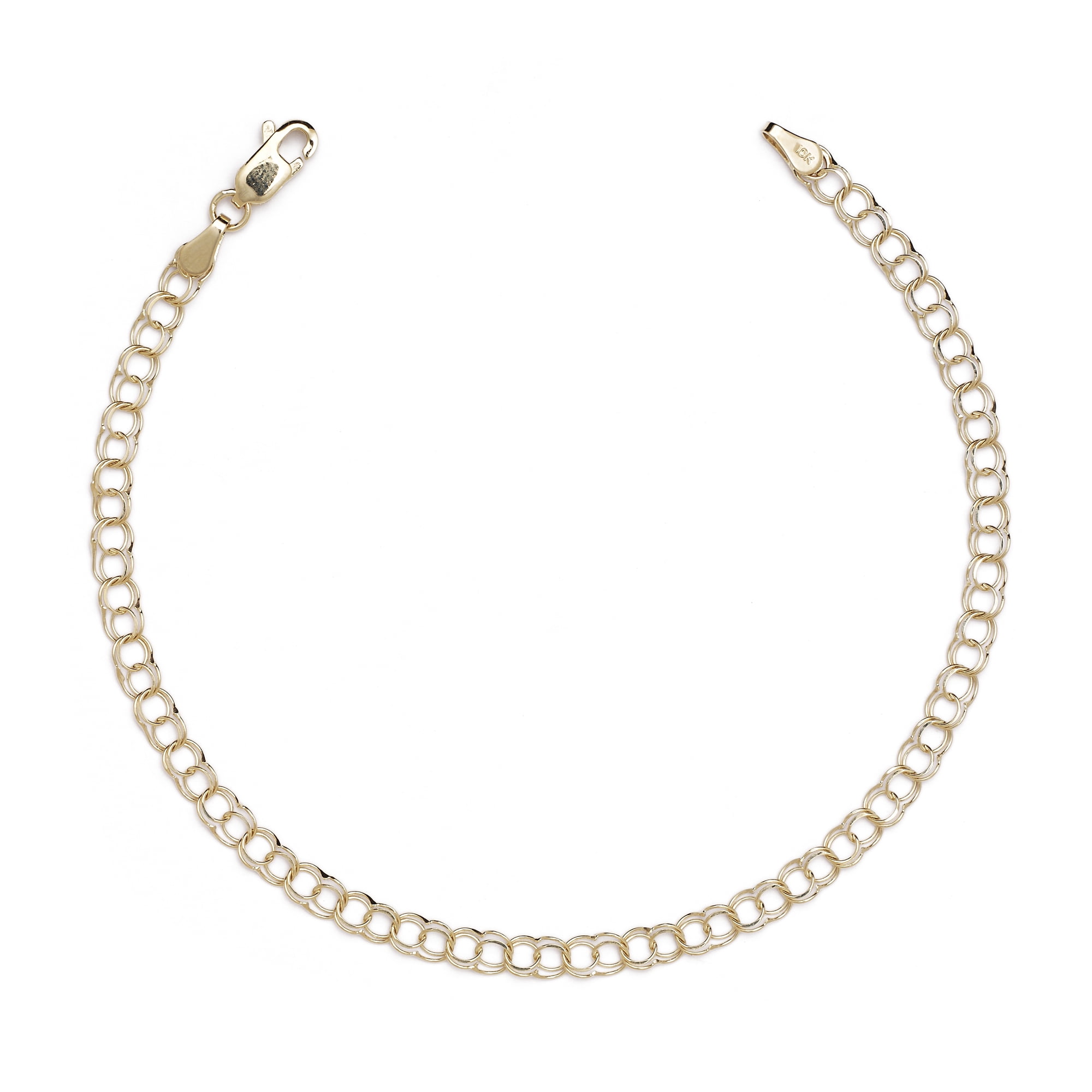 10k Yellow Gold High Polished Solid Double Link Charm Bracelet for ...