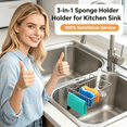 BPPEG 3-In-1 Sponge Holder for Kitchen Sink with Suction Cups ...