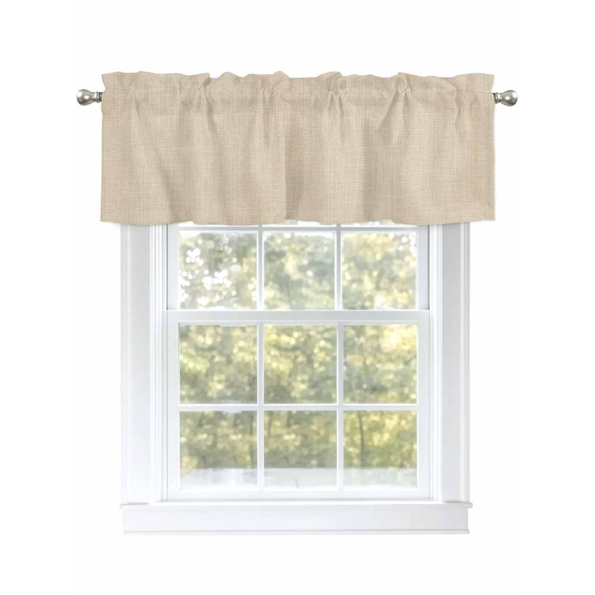 Click here for Hellowink Beige Linen Texture Valances For Windows... prices