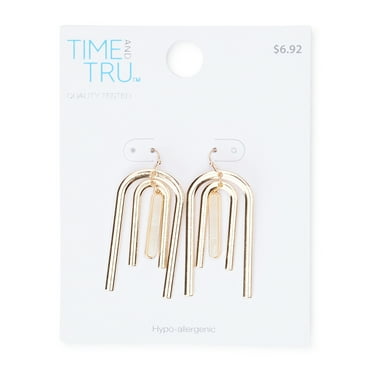 Time and Tru Women's Chandelier Blue and Gold Tone Metal Beaded Drop ...