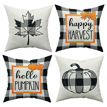 4 Pack Fall Sofa Decorative Accent Pillow Cases, 18x18 Farmhouse ...