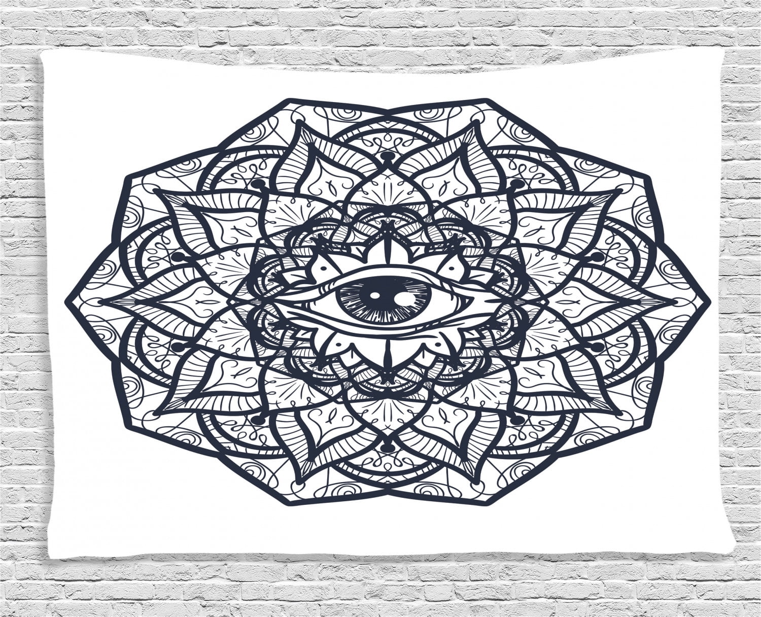 Occult Decor Tapestry, Ornamental Eye with Ethnic Mandala Form ...
