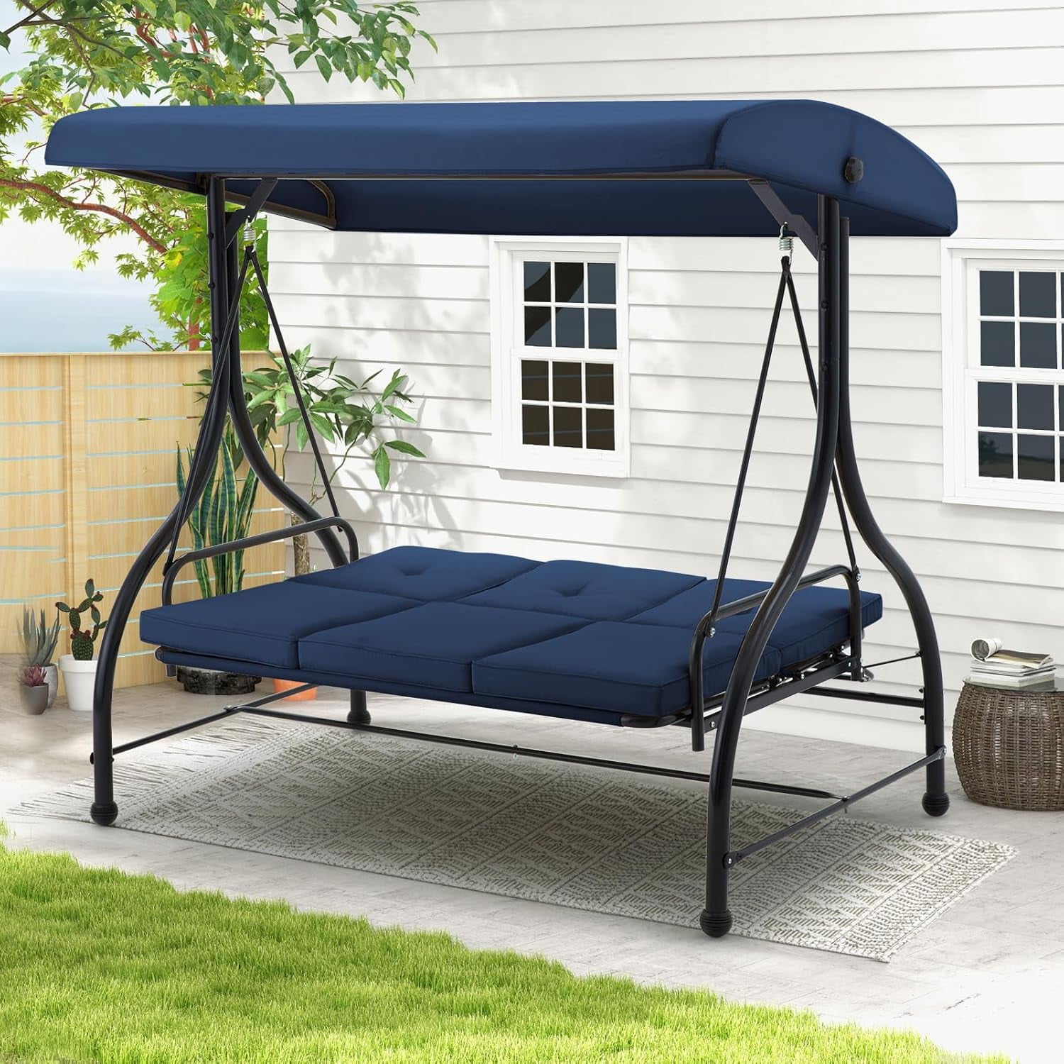 Click here for Yodolla 3 Person Canopy Steel Porch Swing  Convert... prices