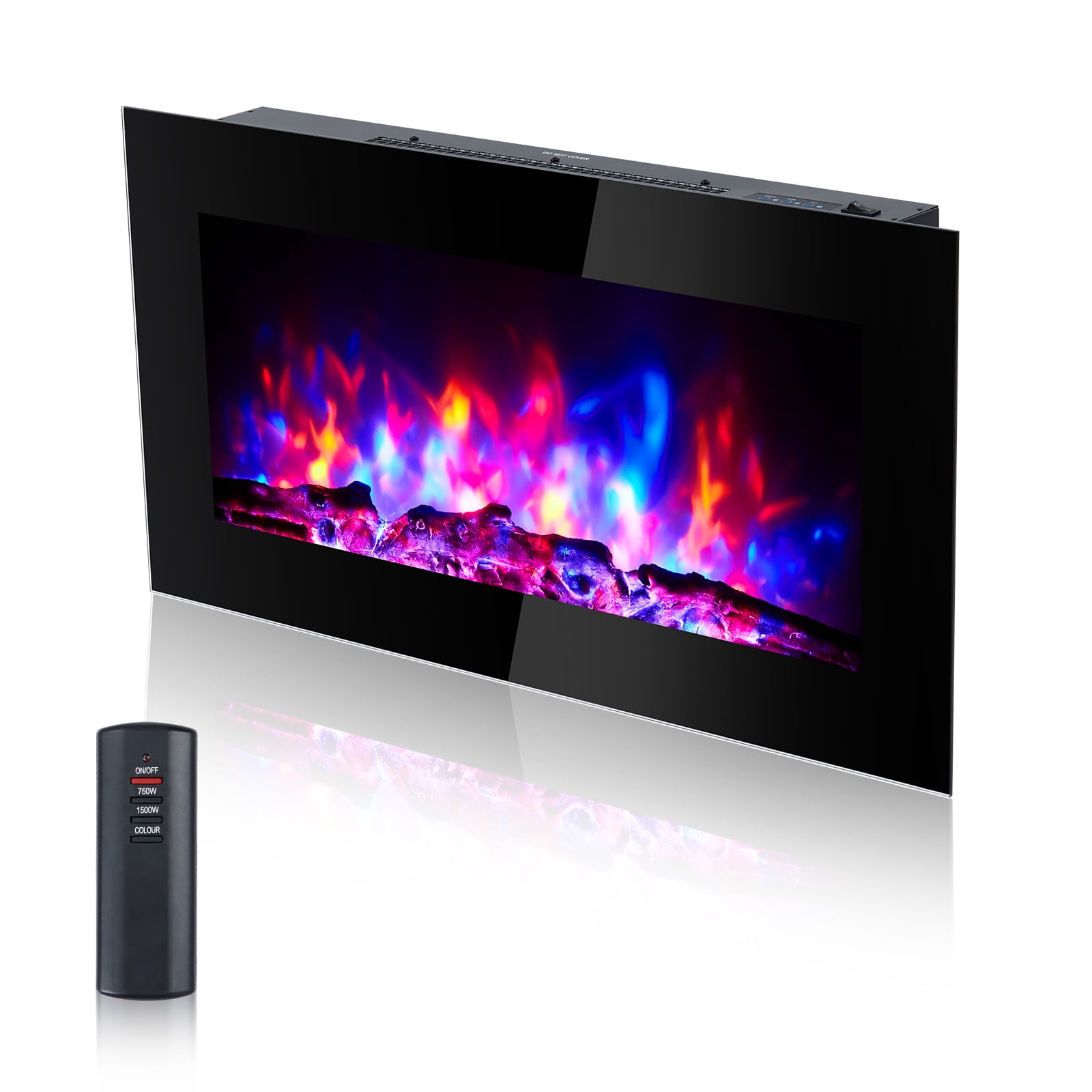 Electric Fireplace 36 inch Recessed and Wall Mounted, Fireplace Heater ...