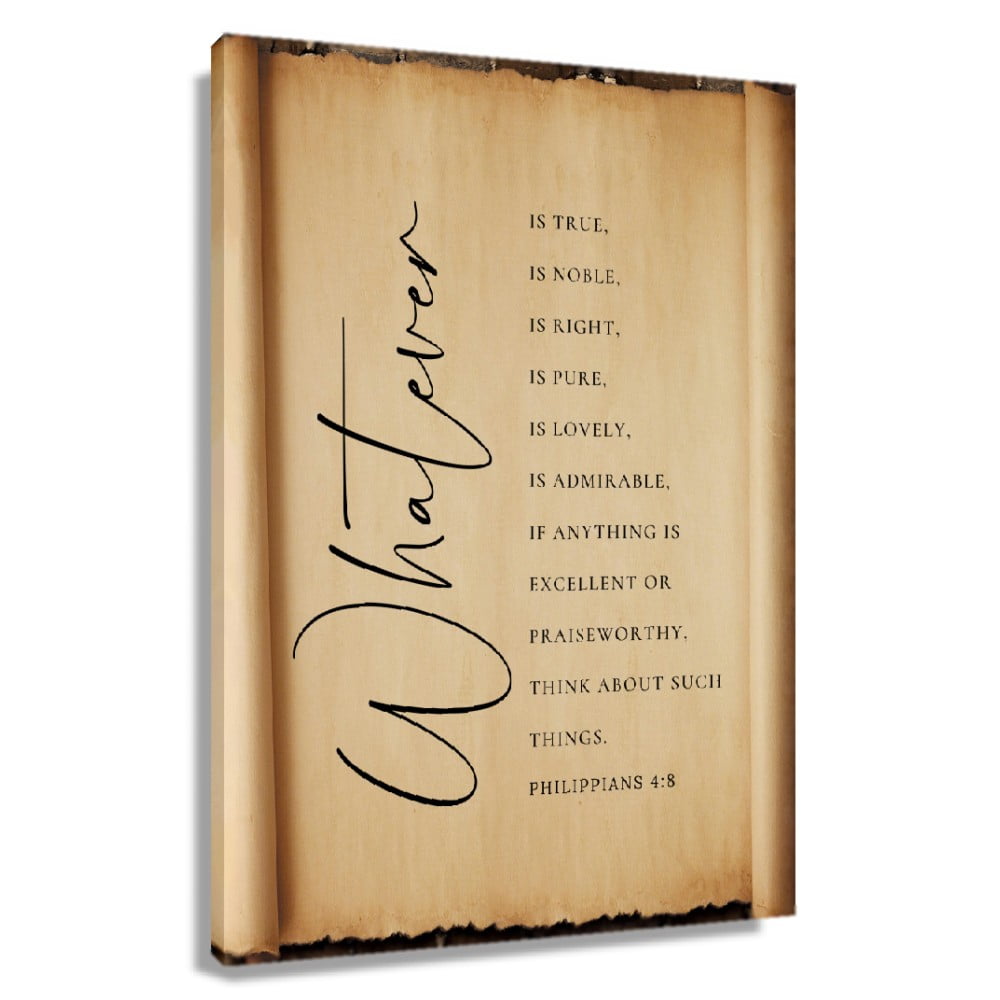 Philippians 4 8 Wall Art Bible Verse Poster For Room Print On Canvas ...