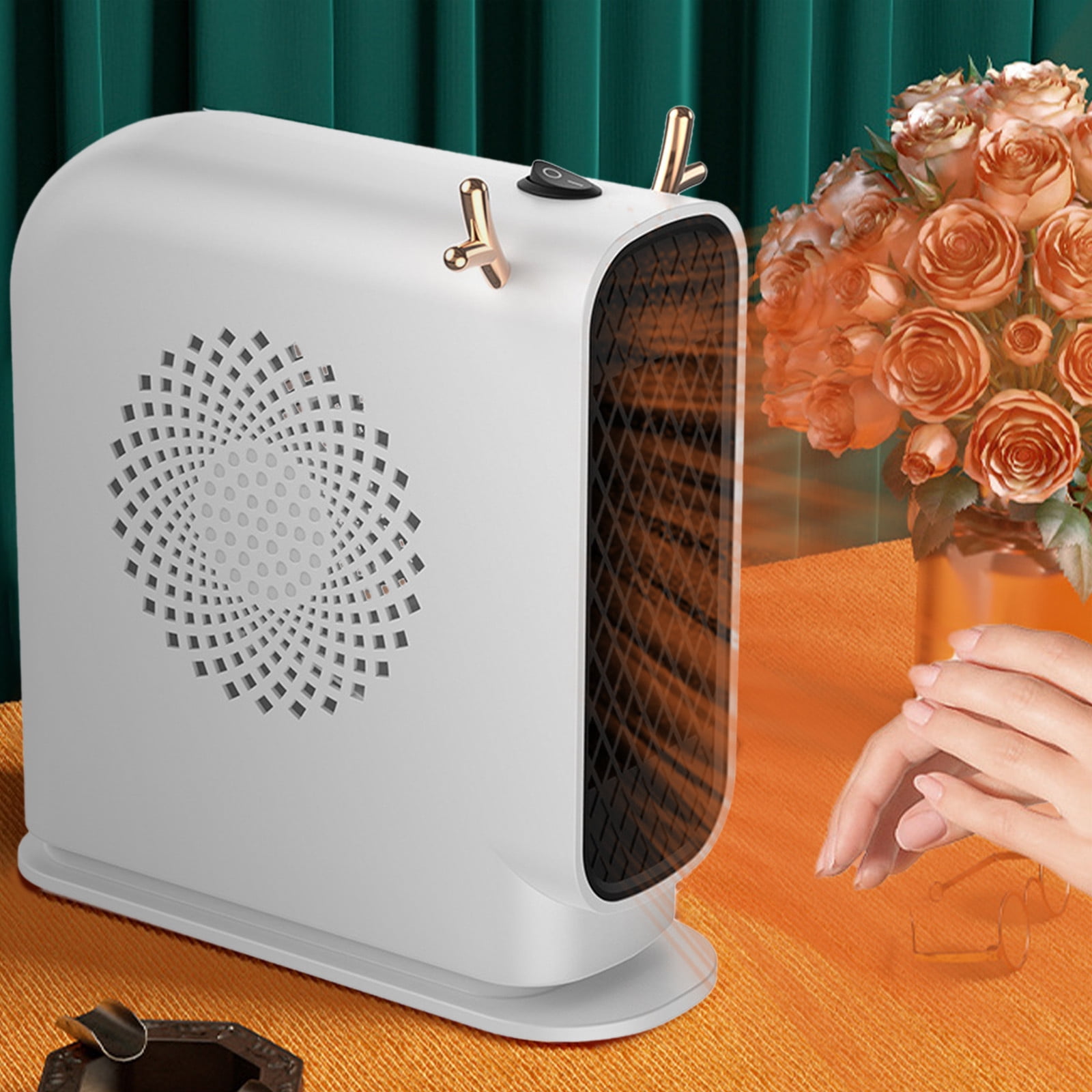 Portable heater with thermostat store