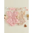 Cenuakty Baby Girl Summer Bubble Romper Floral Bow Print Fake Two ...