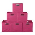 Collapsible Home Storage Set Of 6 Foldable Fabric Storage Bins Pink