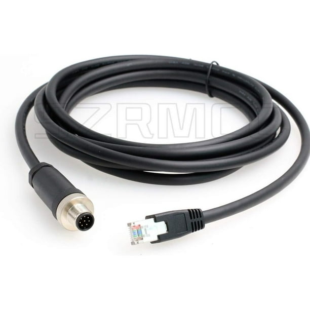M12 8 Position A-Code Male to RJ45 Gigabit Ethernet Cat-6 Shielded Cable for Cognex Industrial ...