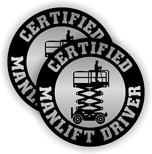 Certified Manlift Driver Hard Hat Sticker / Decal Scissors Operator Man ...