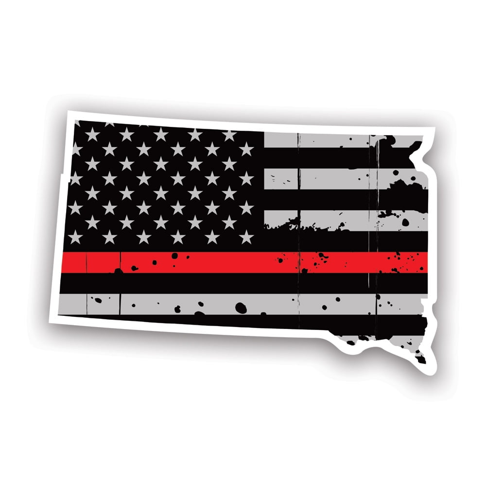 Distressed Thin Red Line South Dakota State Shaped Subdued US Flag ...