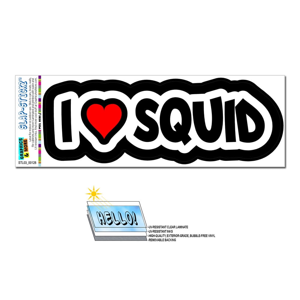 I Love Heart Squid SLAP-STICKZ(TM) Premium Sticker - Walmart.com
