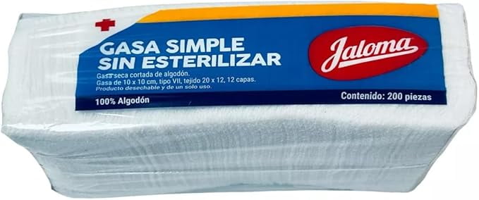 Gasa Simple No Esteril 10x10 Cm 100% Algodón 200 Pzas Jaloma | Bodega ...
