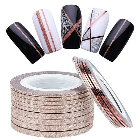 16 Rolls Nail Art Striping Tape Lines, Glitter Matte Texture Tape ...