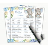 BLUE ELEPHANT Baby Shower Game — BABY TRIVIA Game — Pack of 25 — Fun ...