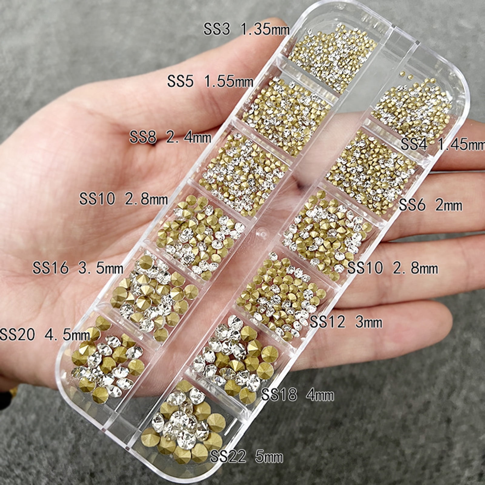 dianhelloya 1 Box Nail Rhinestone Clear Shining Easy Paste Removable ...
