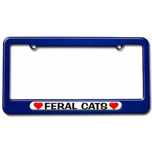 Feral Cats Love with Hearts License Plate Tag Frame, Multiple Colors ...