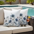 Blue Flowers Outdoor Pillow Covers Set of 2 Country Watercolor Blue ...