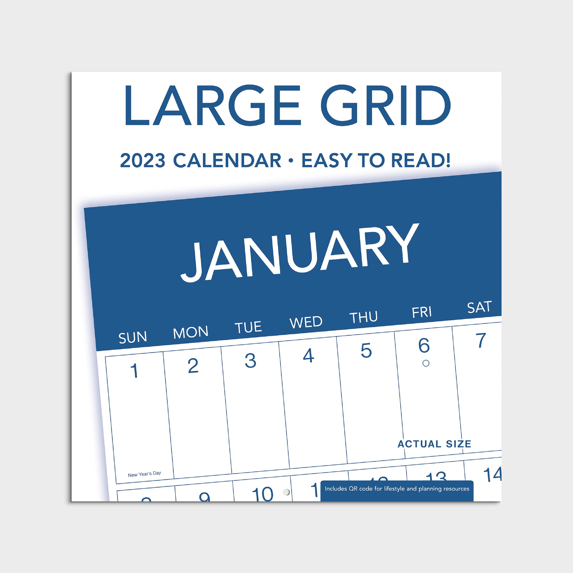 2023-12 Month Calendar-Large Grid Blue12x12 Hanging Wall Calendar by ...