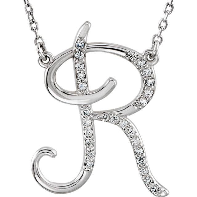 Click here for Pompeii3 Diamond R Initial Pendant 18 Necklace 14k... prices
