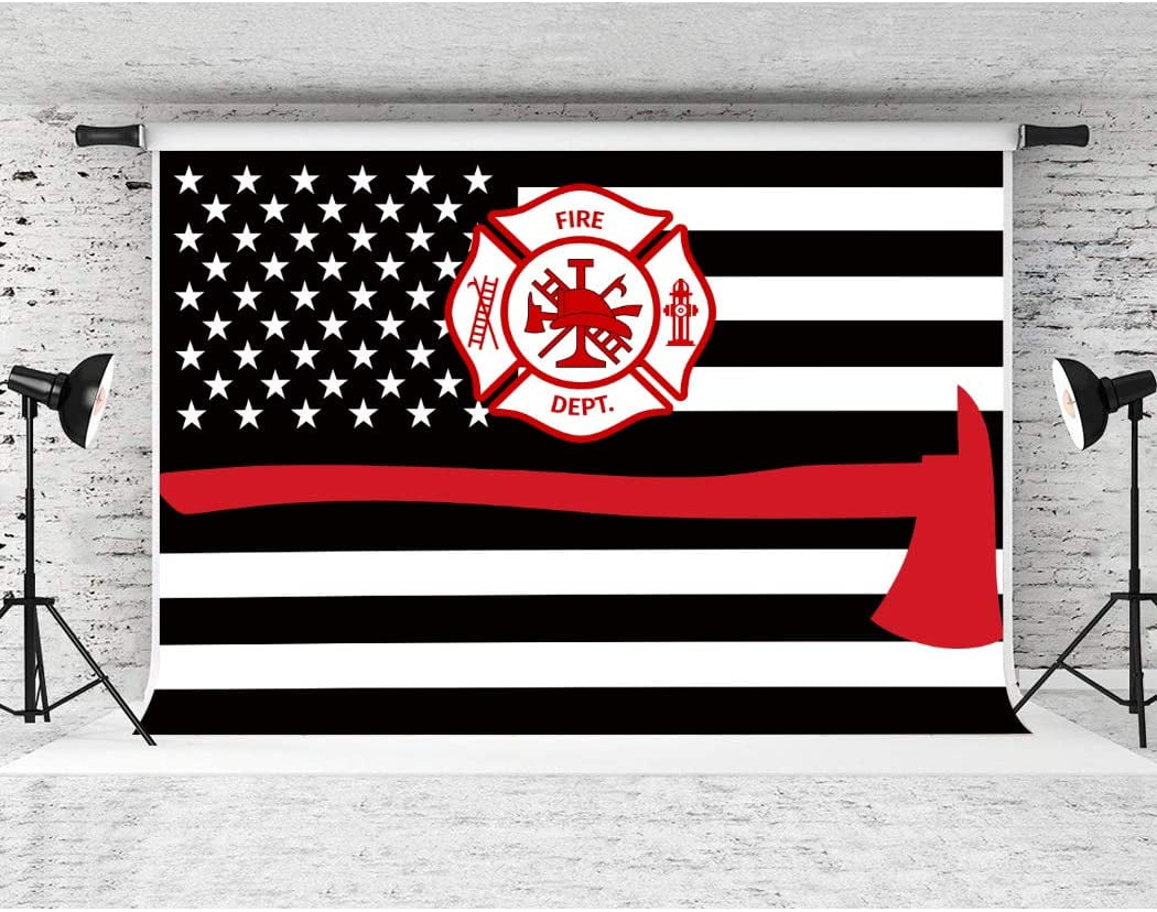 Fire Department Backdrop for Photography, 7x5ft Soft Fabric, American ...