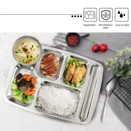 Stainless Steel Segmented Trays Divided Plate Meal Tray Food Serving ...