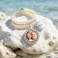 Classical Pearls Embellished Bangle Ornate Floral Accent And Picture ...
