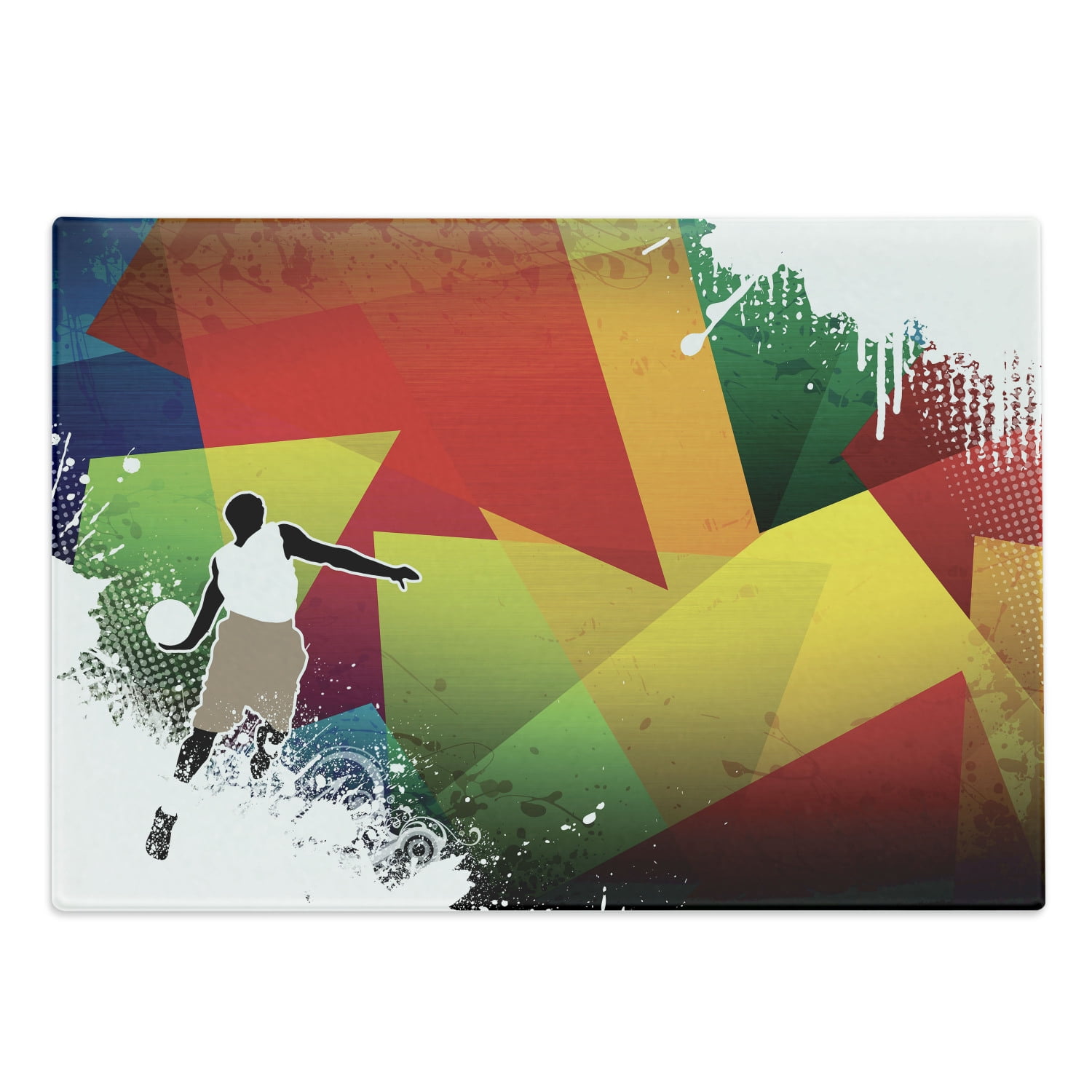 Basketball Cutting Board, Sports Jump Background Geometrical Shapes ...