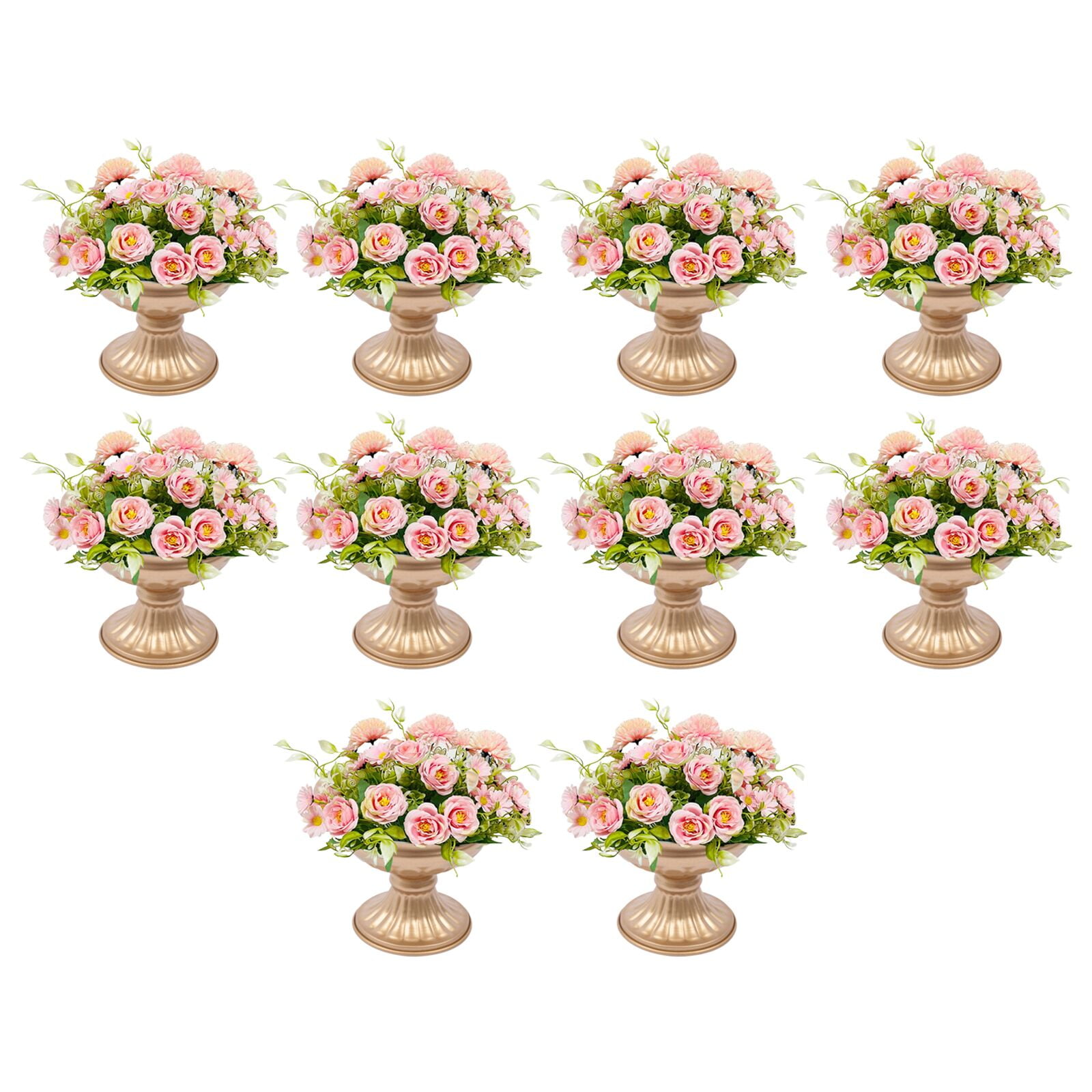 Loyalheartdy 10Pcs Metal Planter Gold Trumpet Vase, 4.7" Tall Flower ...