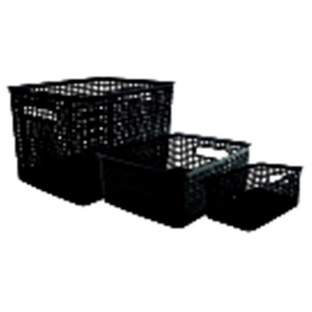 Plastic Weave Bin, Black, Pack - 3 - Walmart.com - Walmart.com